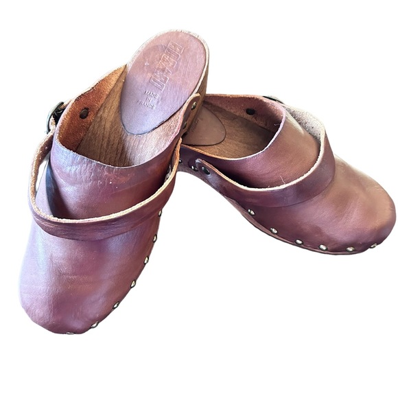 Bosabo | Shoes | Bosabo French Made Brown Strap Heel Leather Mule Clog ...